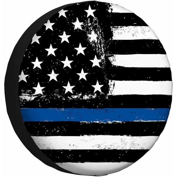 American Flag Tire Covers for Trailers Vintage Black Blue Thin Line ...