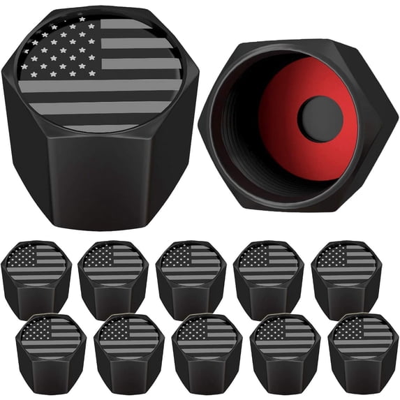 American Flag Tire Valve Stem Caps, USA with O Rubber Ring, Universal ...