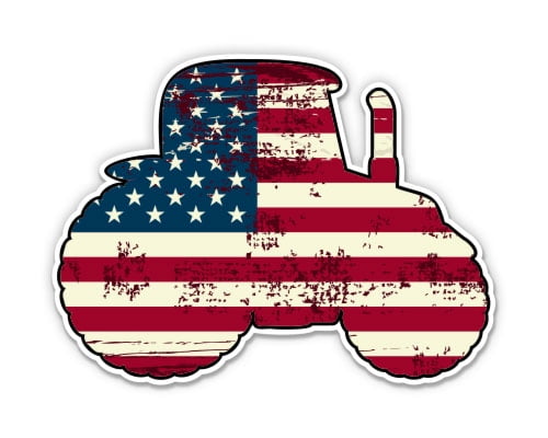 American Flag Tractor Farmer - 5" Vinyl Sticker - For Car Laptop I-Pad ...