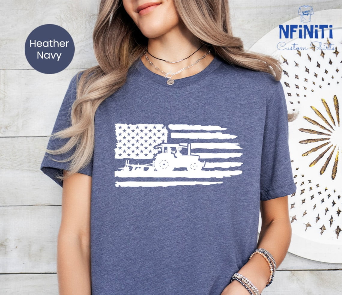 American Flag Tractor Shirt: Patriotic Farmer USA Tee All Size S-5Xl ...