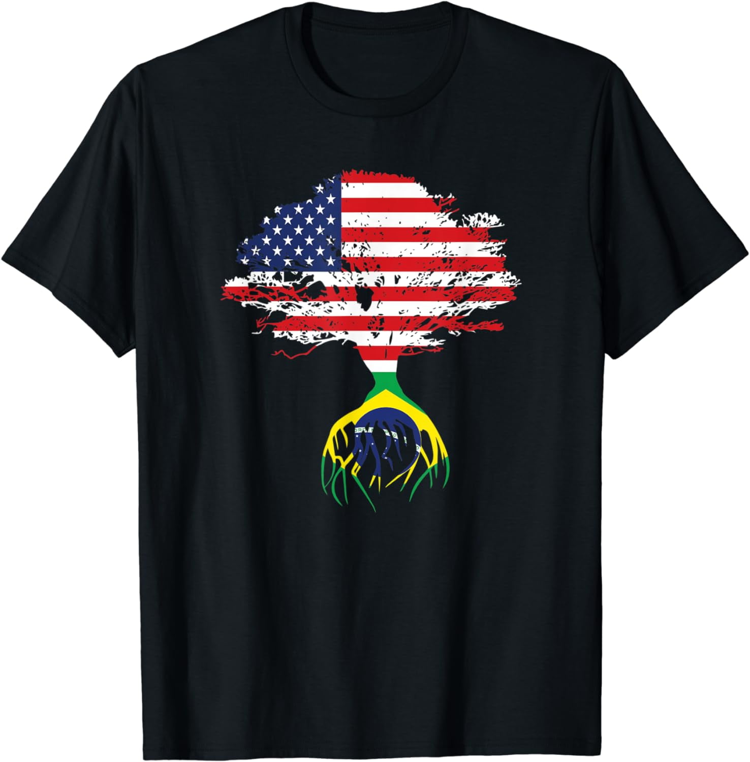 American Flag Tree Brazilian Roots T-Shirt T-Shirt - Walmart.com