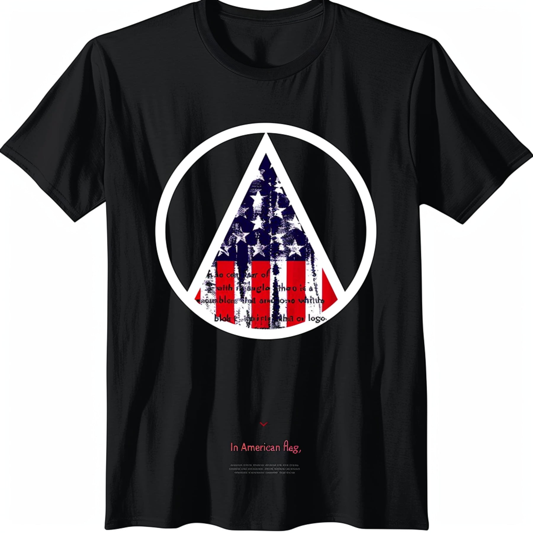 American Flag Triangle Design Black TShirt Classic and Patriotic Style ...
