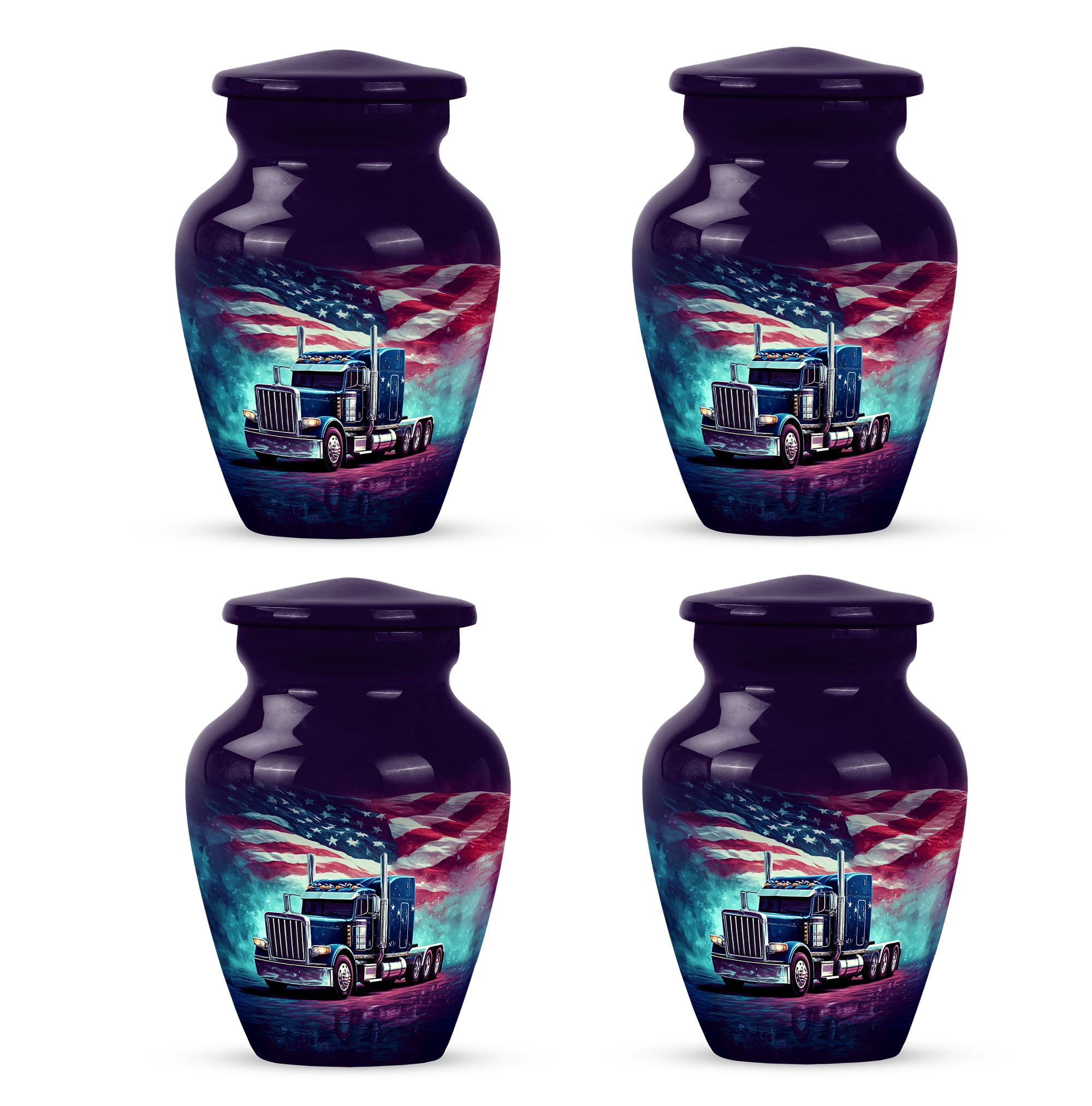 American Flag Truck Memorial Keepsake Urns Set Of 4, Mini Urns For ...
