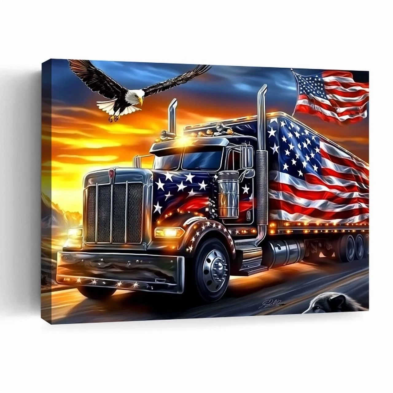 American Flag Truck Wall Art Prints Home Decor Picture Poster Art Home ...