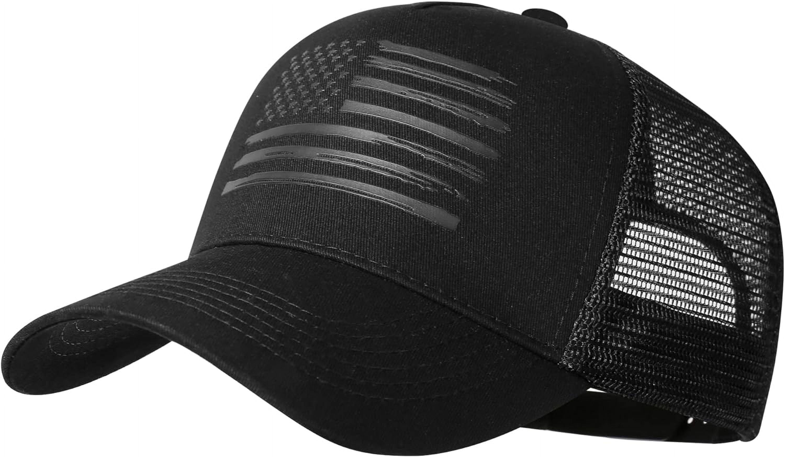 American Flag Trucker Hat - 3D Embossed Logo Mesh Snapback Hat ...