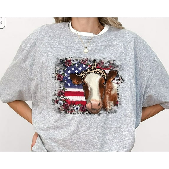 American Flag Tshirt, Farm Outfit, Farm Animals Shirts, Cow Graphic ...