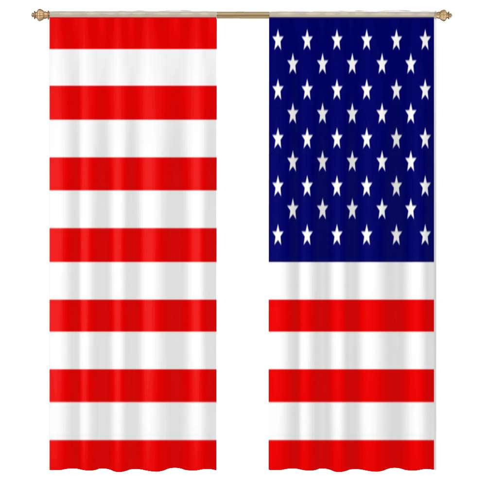 American Flag Tulle Curtains For Living Room Chiffon Sheer Voile ...