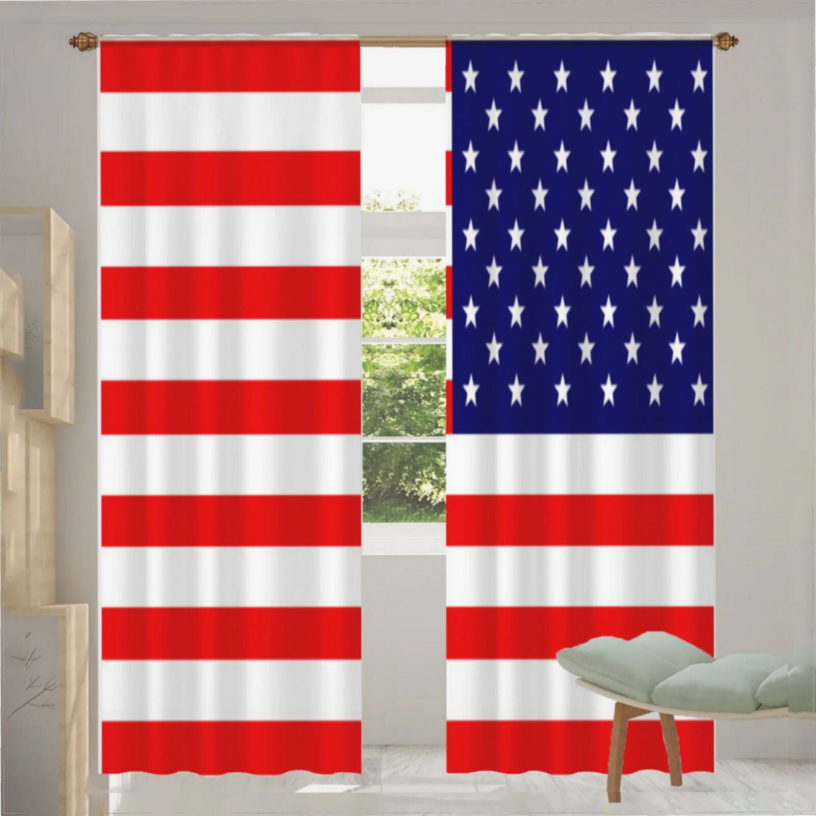 American Flag Tulle Sheer Window Curtains For Living Room Kitchen ...