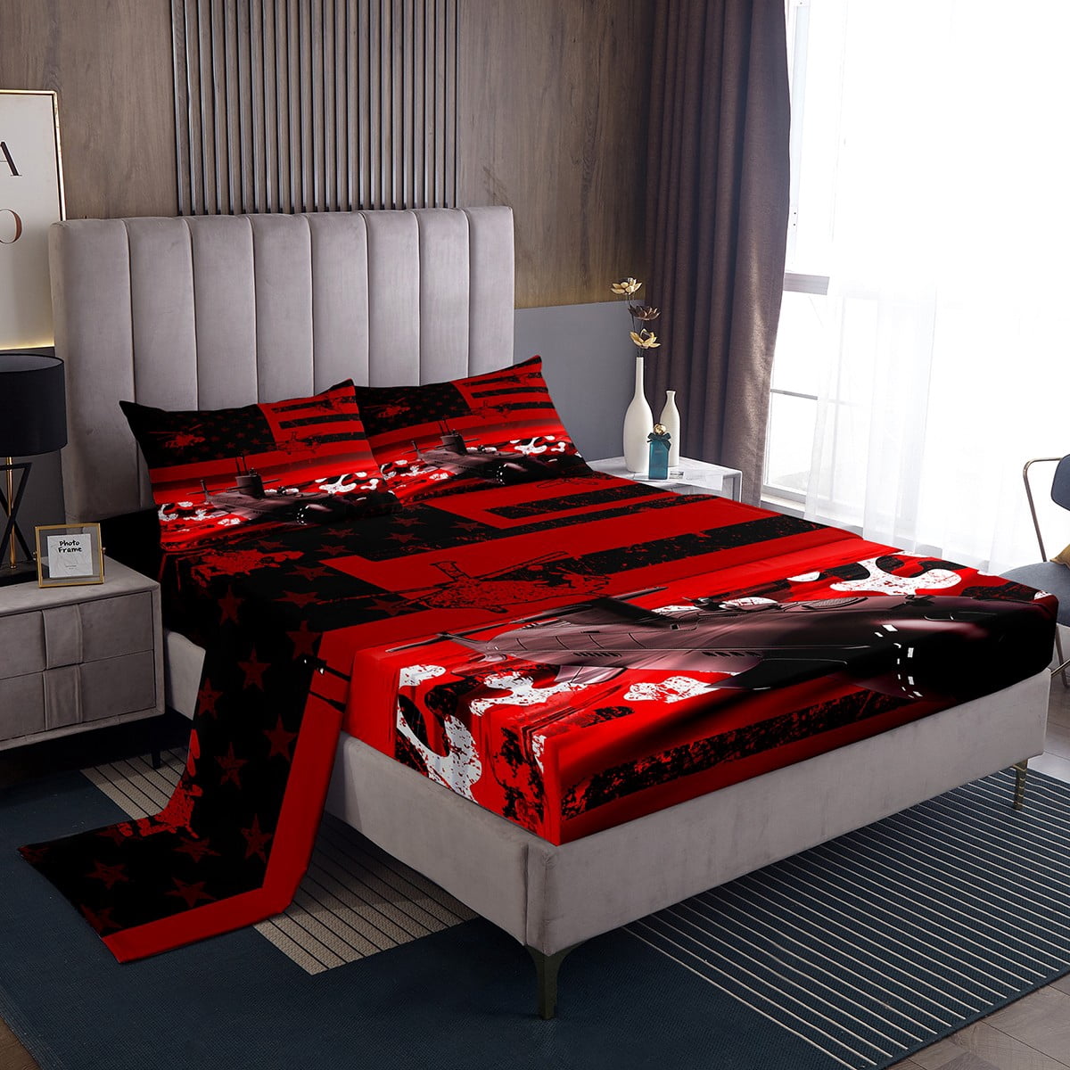 American Flag Twin Sheets Camo Aircraft Bed Sheets Set Room Decor ...