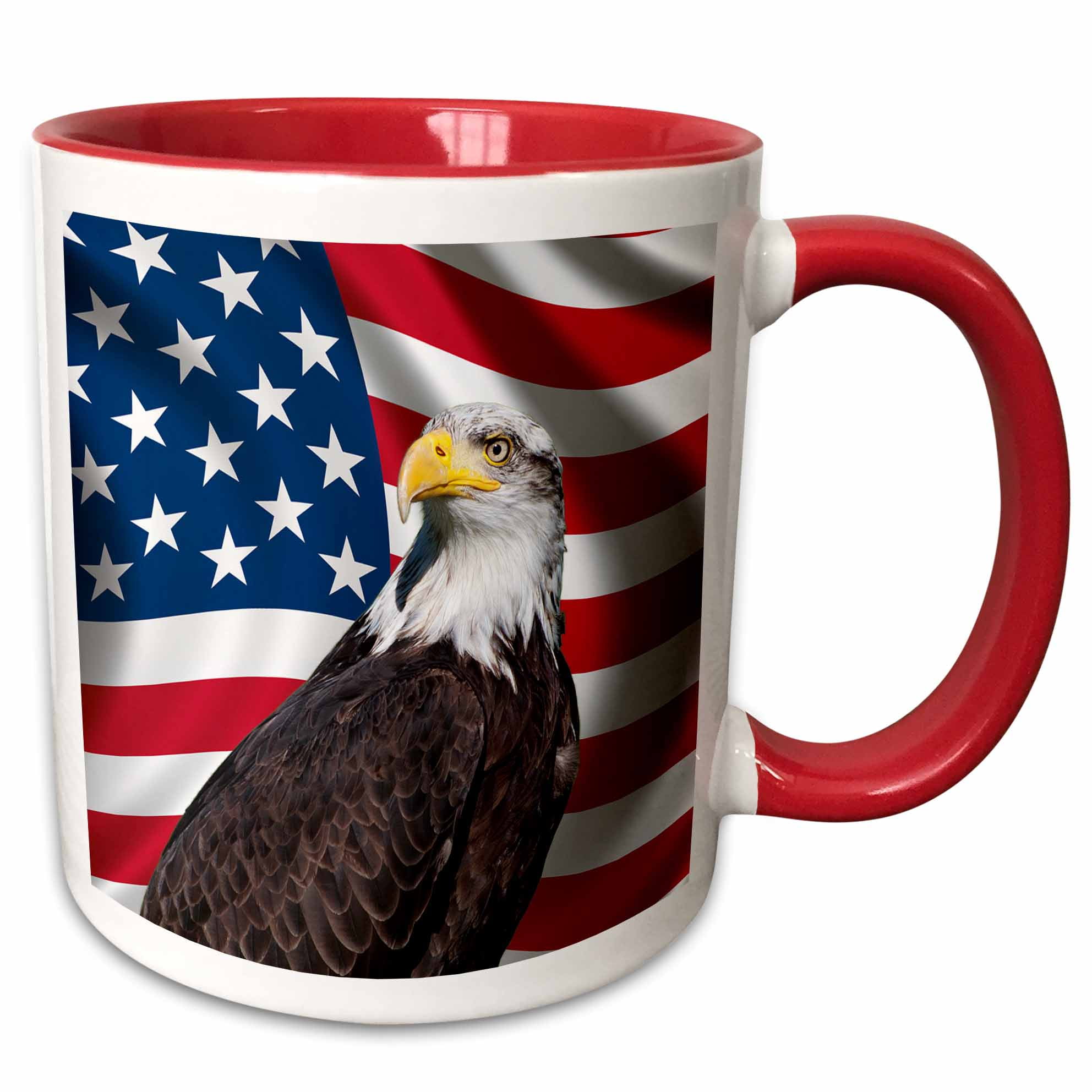 American Flag USA Bald Eagle Patriotism Patriotic Stars Stripes 15oz Two-Tone Red Mug mug-154967 ...