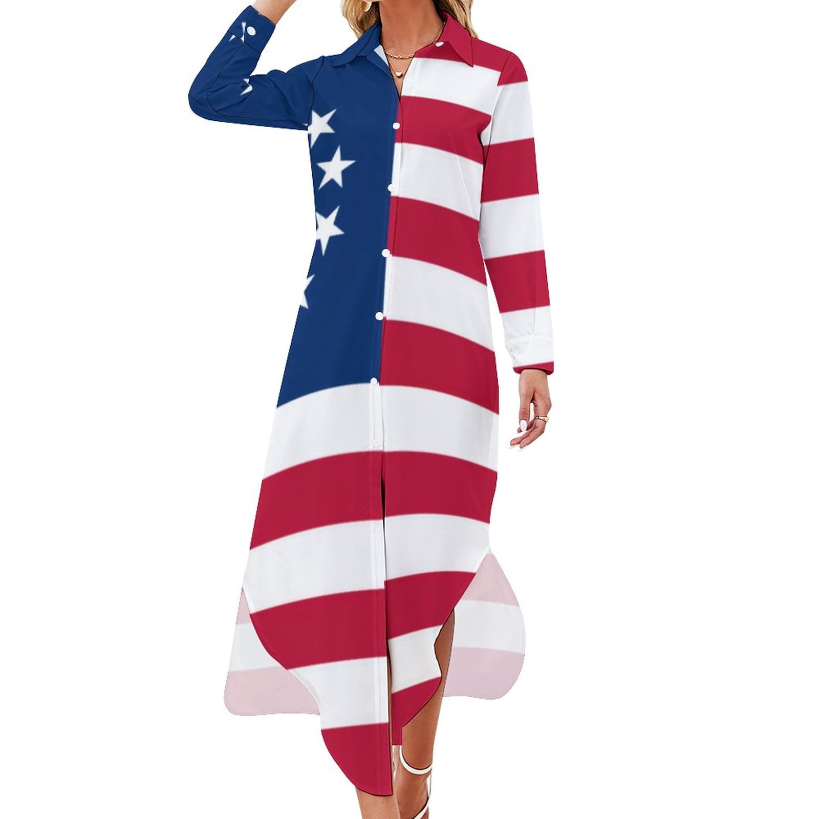 American Flag USA Chiffon Dress Patriotic July 4th America Pride Beach ...