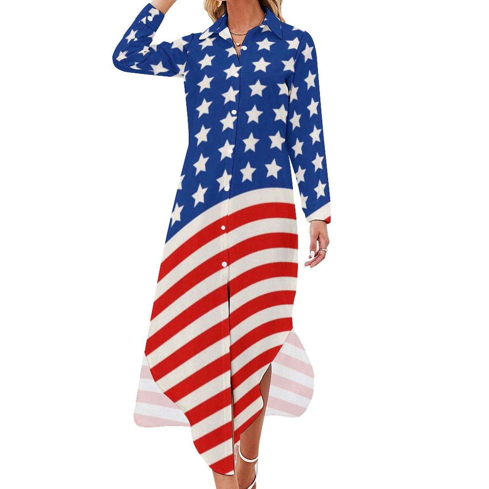American Flag USA Chiffon Dress Patriotic July 4th America Pride Beach ...