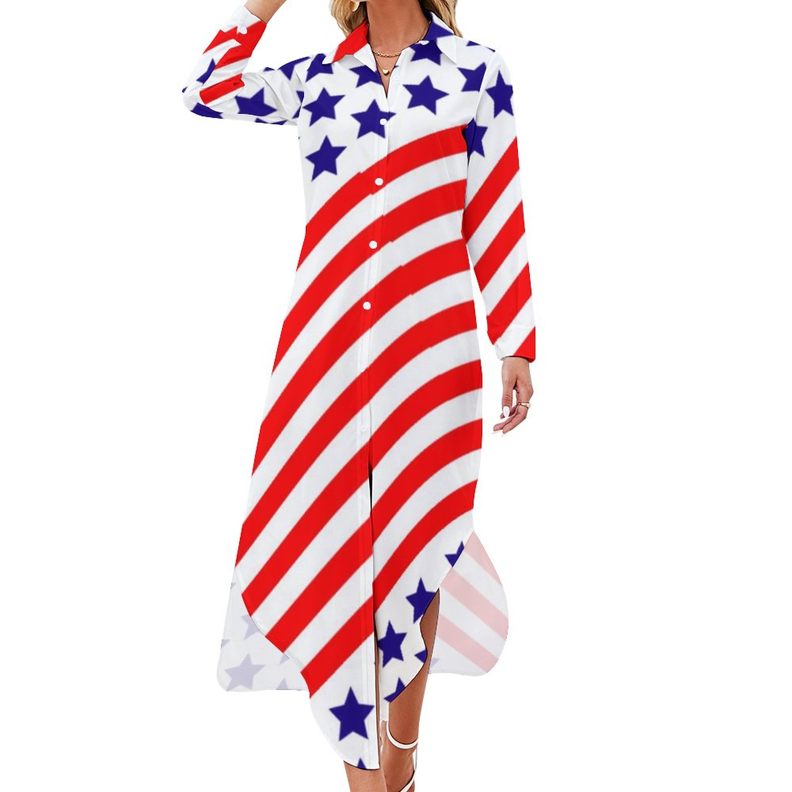 American Flag USA Chiffon Dress Patriotic July 4th America Pride Beach ...