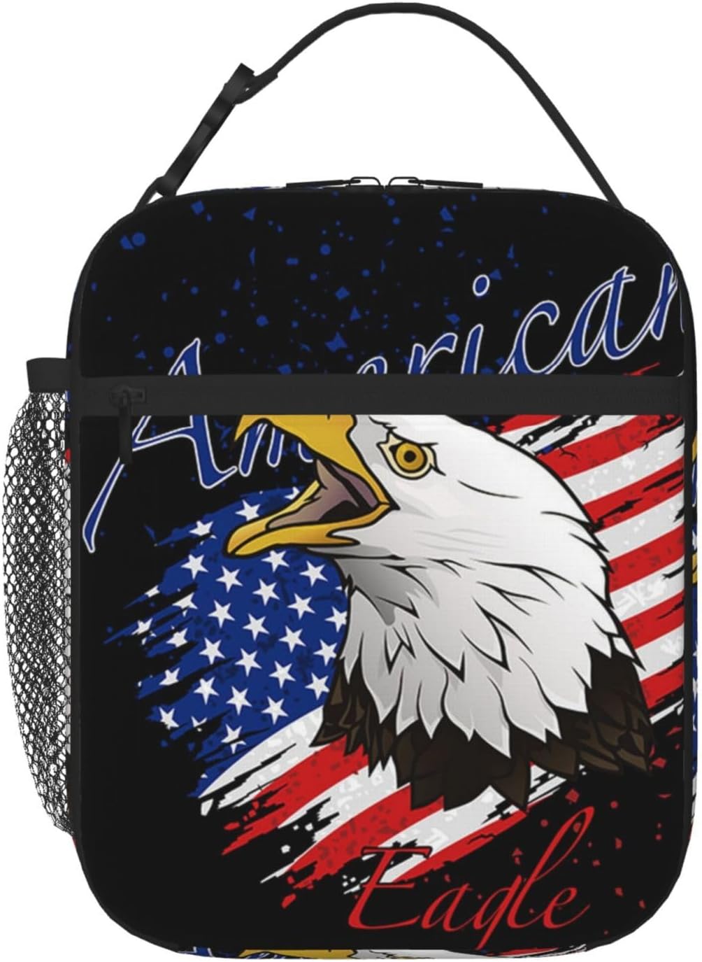 American Flag USA Cool Bald Eagle Pattern Lunch box Insulated Soft Bag ...