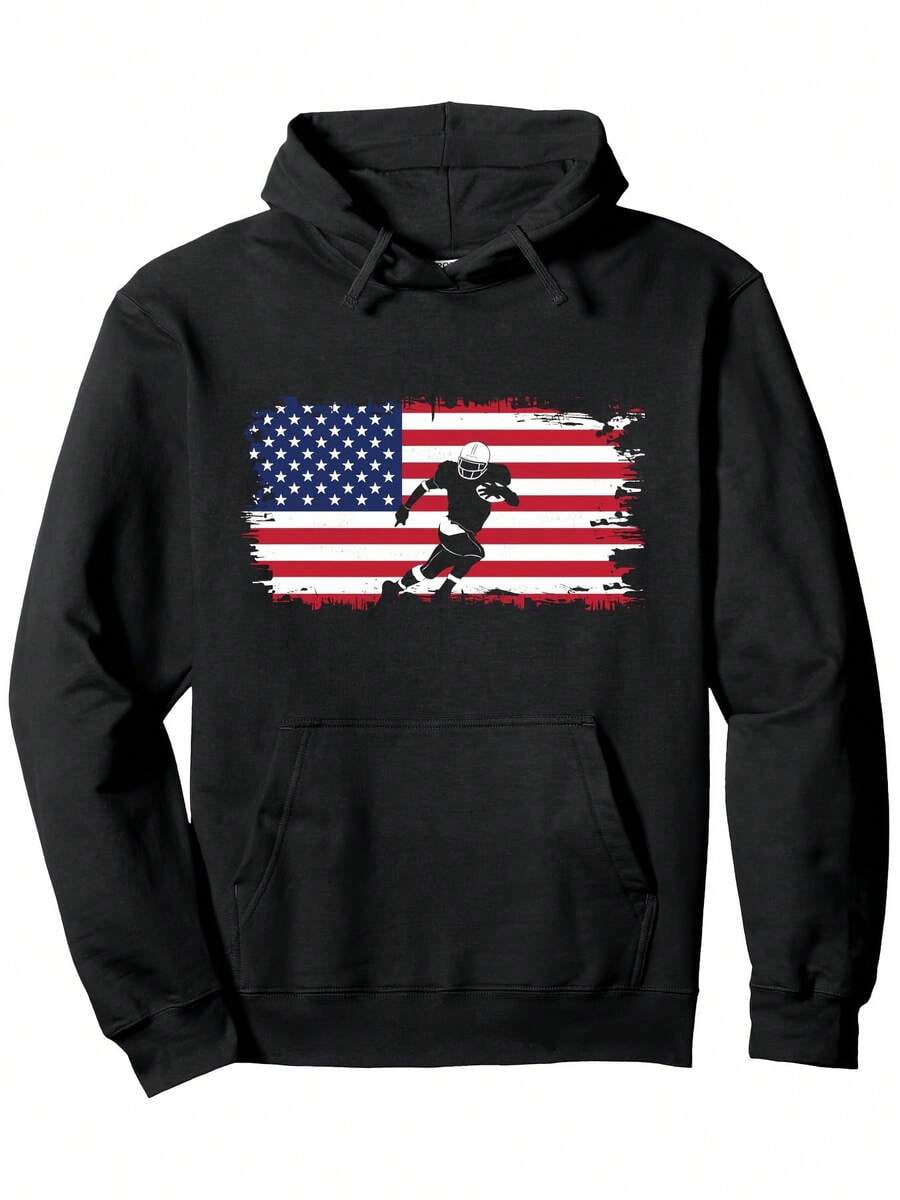 American Flag USA Football Apparel - Football Pullover Hoodie - 280g ...