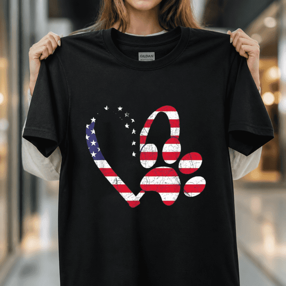 American Flag USA Love Dog Paw Print Animal Paw Patriotic 4th July ...