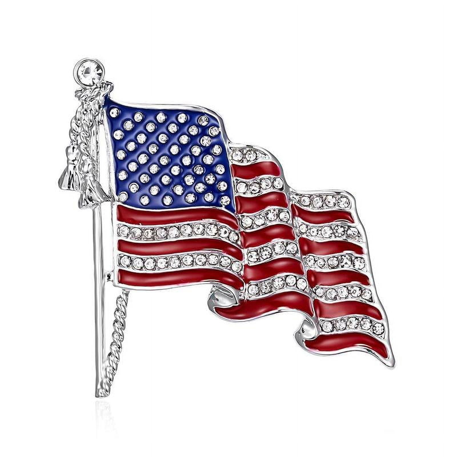 American Flag USA National Flag Star Lapel Pins Crystal Badge ...