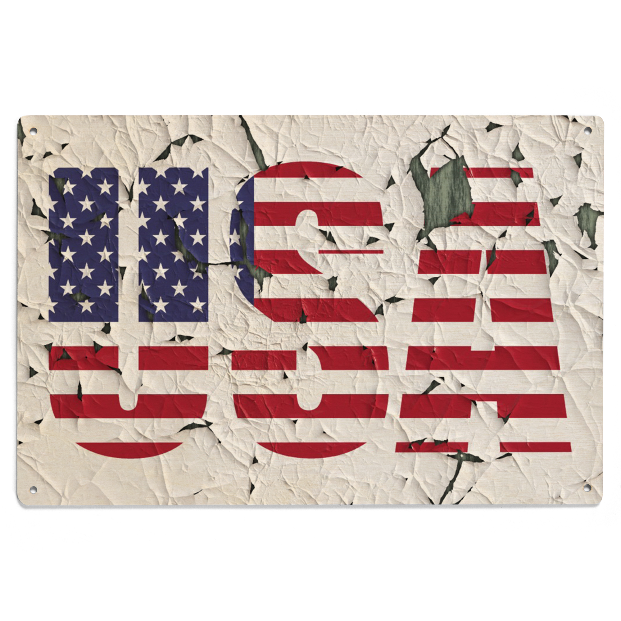 American Flag, USA, Typography Birch Wood Wall Sign (6x9 Rustic Home ...