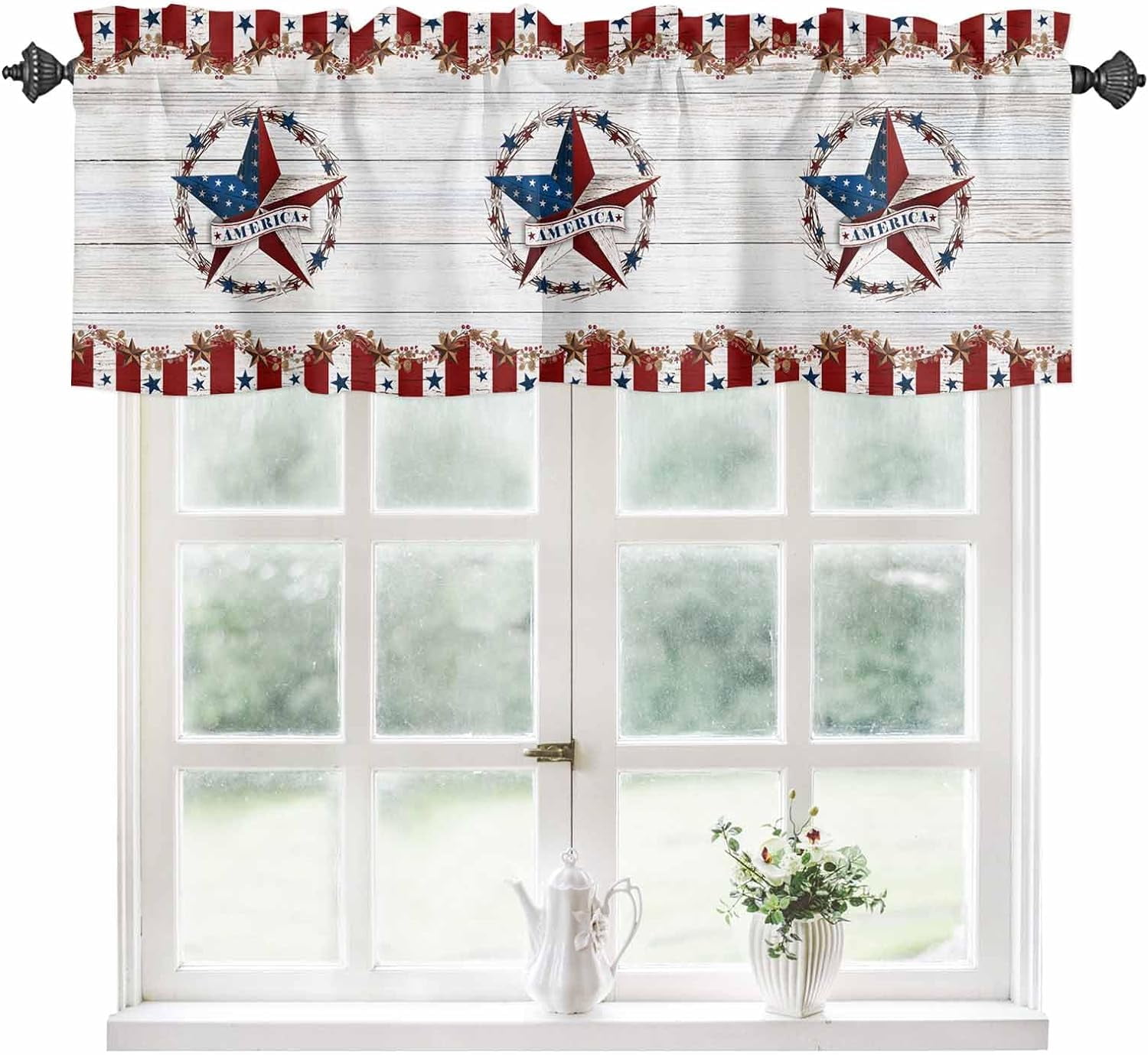 American Flag Valance for Windows Kitchen Living Room Valances Rod ...