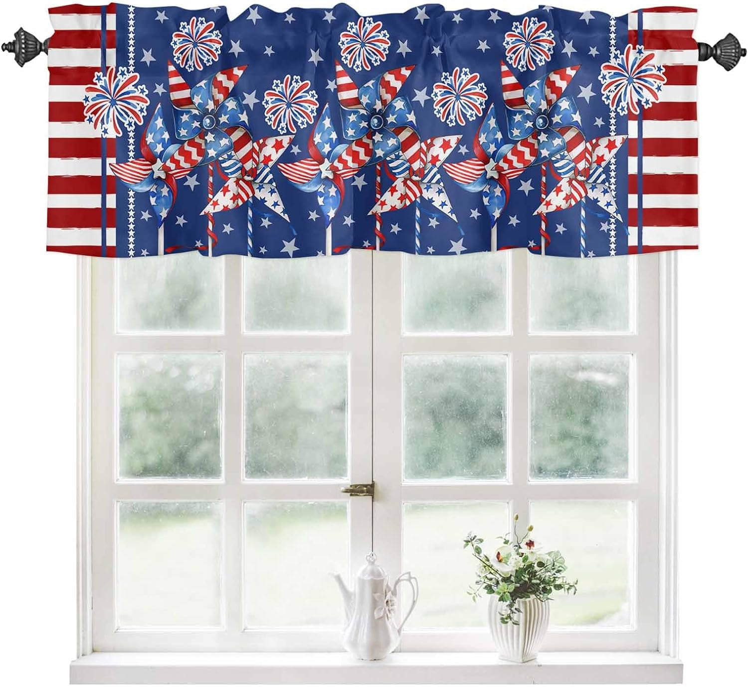American Flag Valance for Windows Kitchen Living Room Valances Rod ...