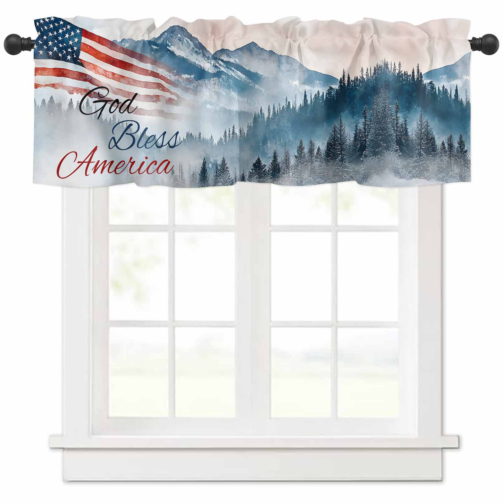 American Flag Valances for Windows Farmhouse Kitchen Curtains Valances ...