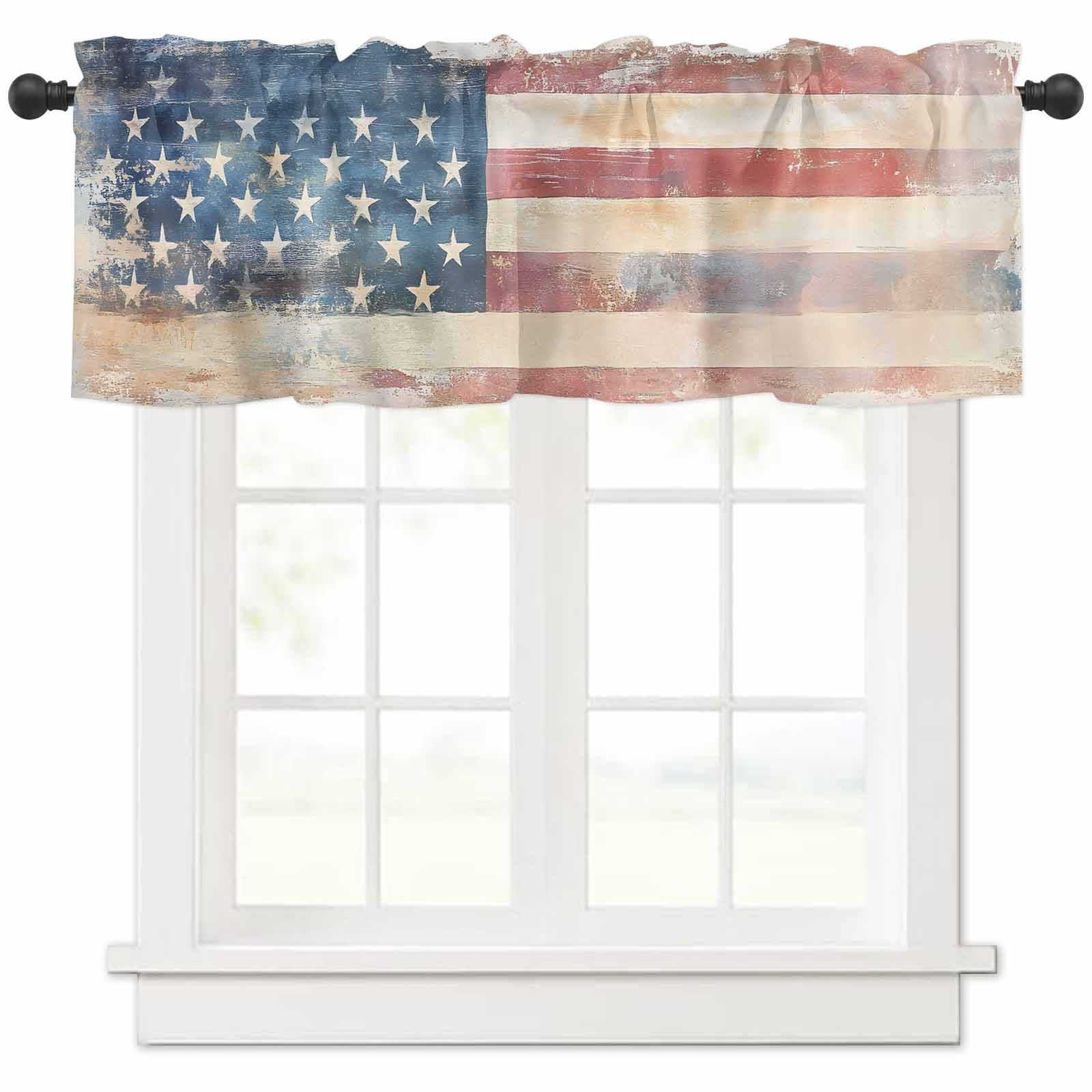 American Flag Valances for Windows Farmhouse Kitchen Curtains Valances ...