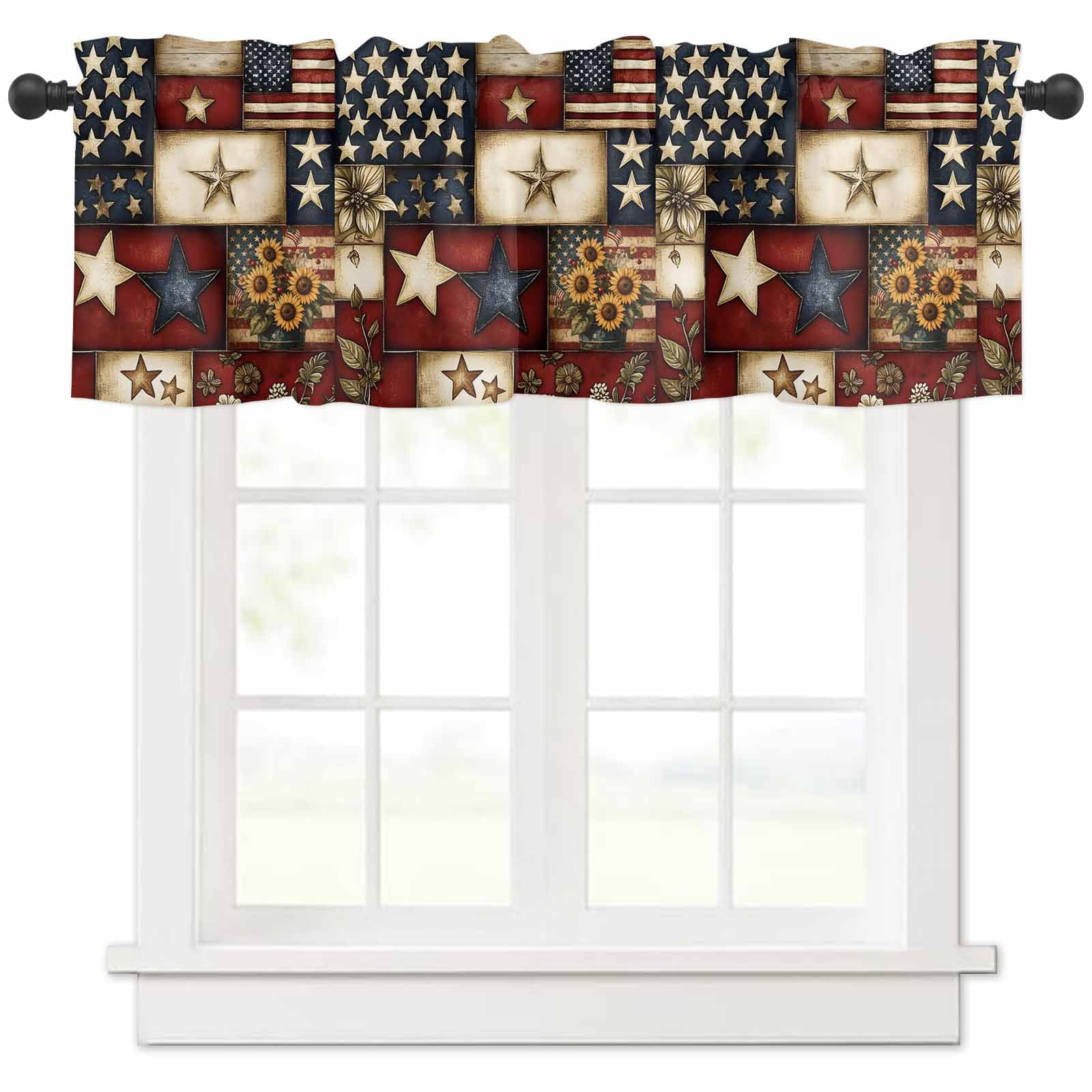 American Flag Valances for Windows Farmhouse Kitchen Curtains Valances ...