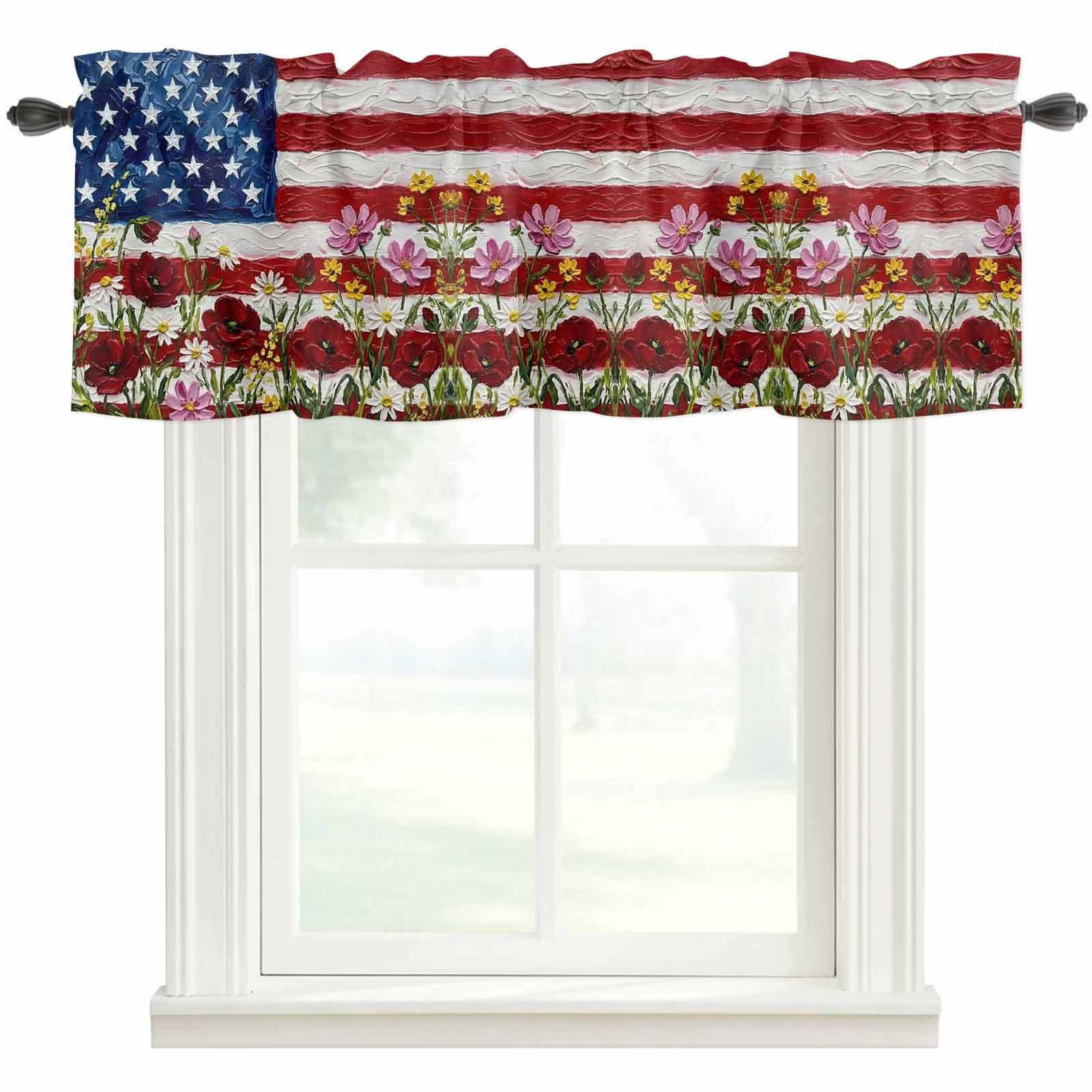 American Flag Valances for Windows Farmhouse Kitchen Curtains Valances ...