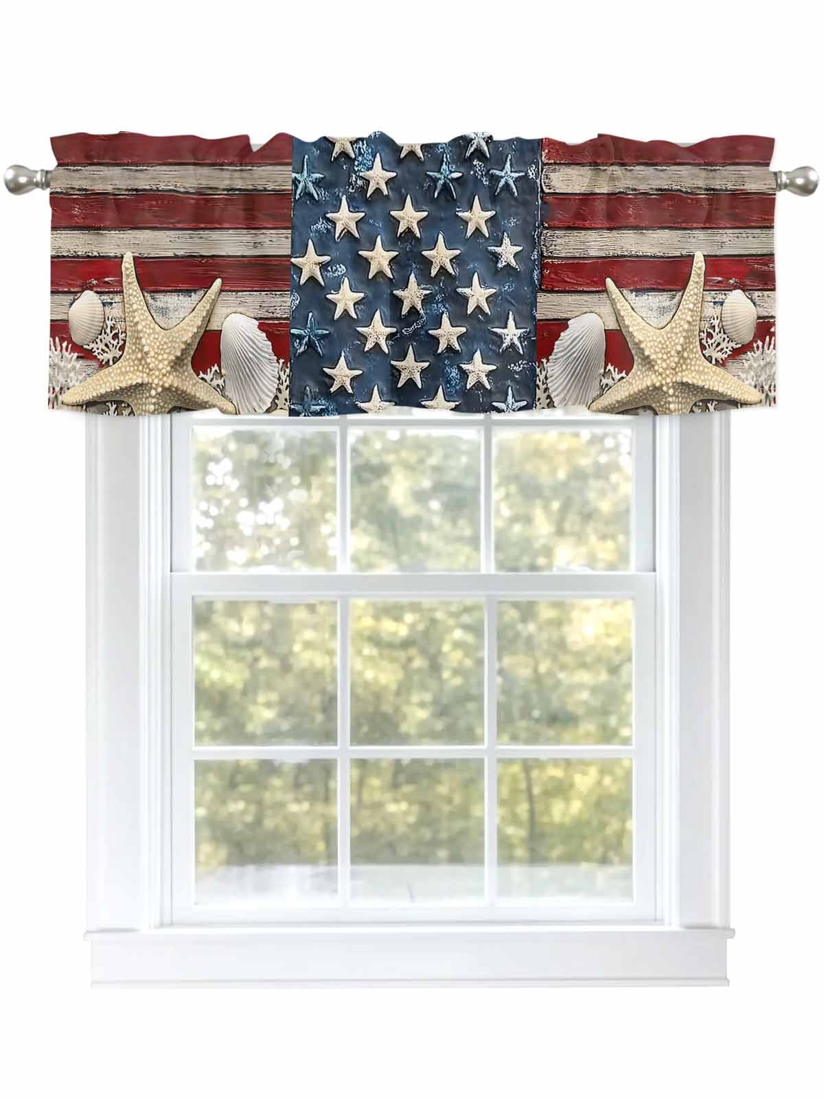 American Flag Valances for Windows, Rod Pocket Kitchen Valance Curtains ...