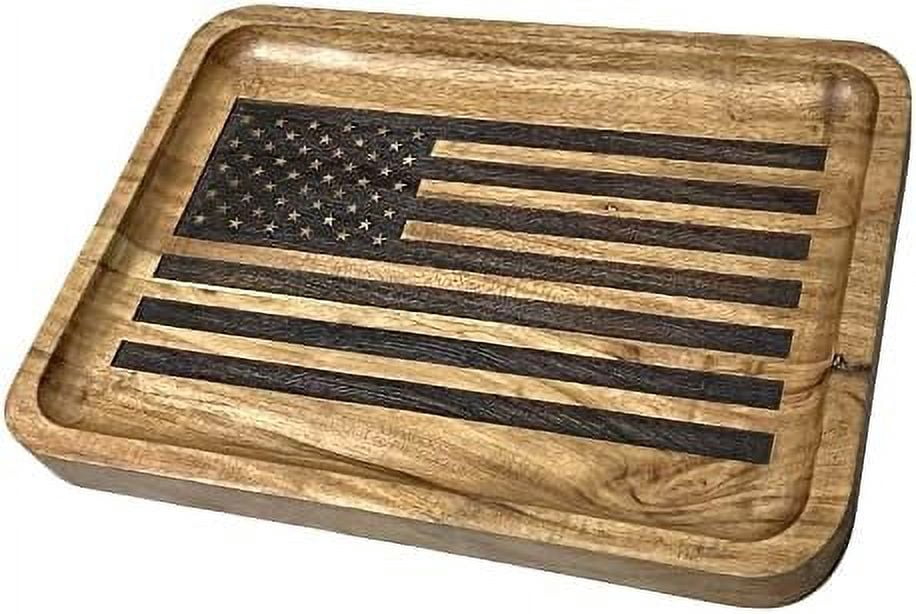 American Flag Valet Tray – Acacia Wood Catch All, EDC Tray – Every Day ...