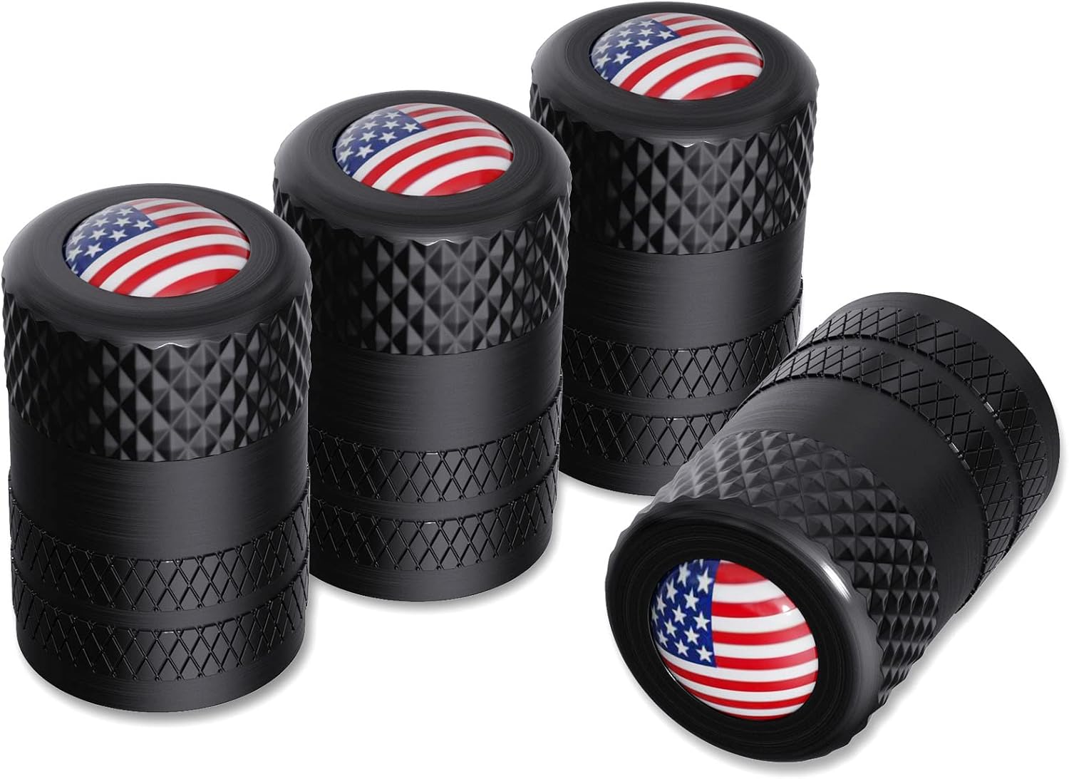 American Flag Valve Stem Caps, Aluminum USA Tire Valve Caps, Universal ...