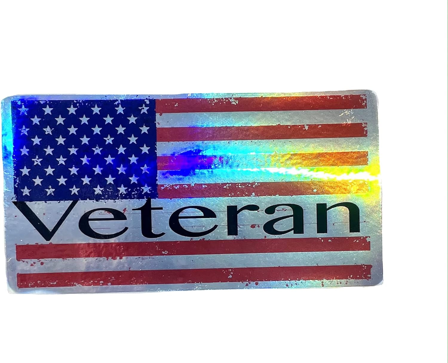 American Flag Veteran Holographic Vinyl Window Decal - Patriotic Bumper ...