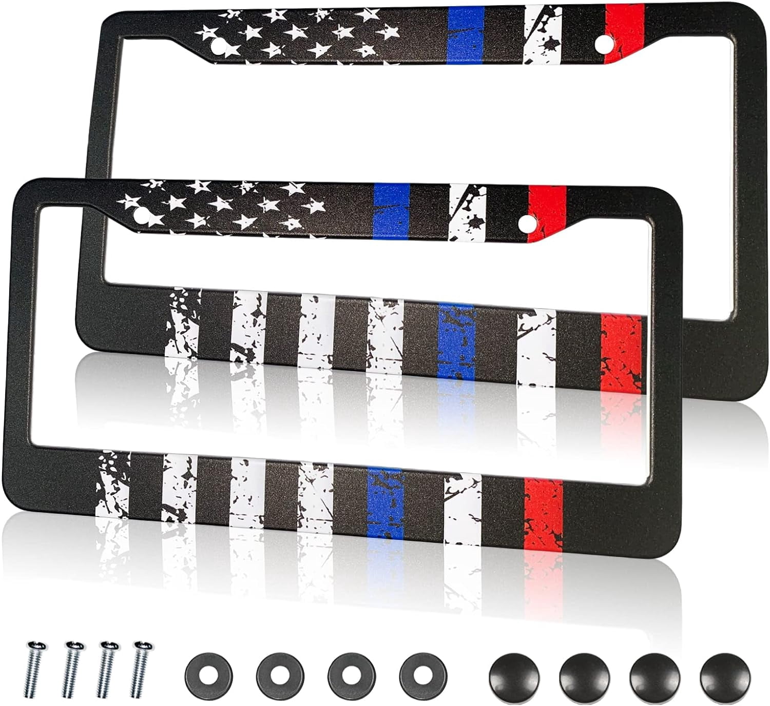 American Flag Veteran License Plate Frames 2 Holes Patriotic License ...