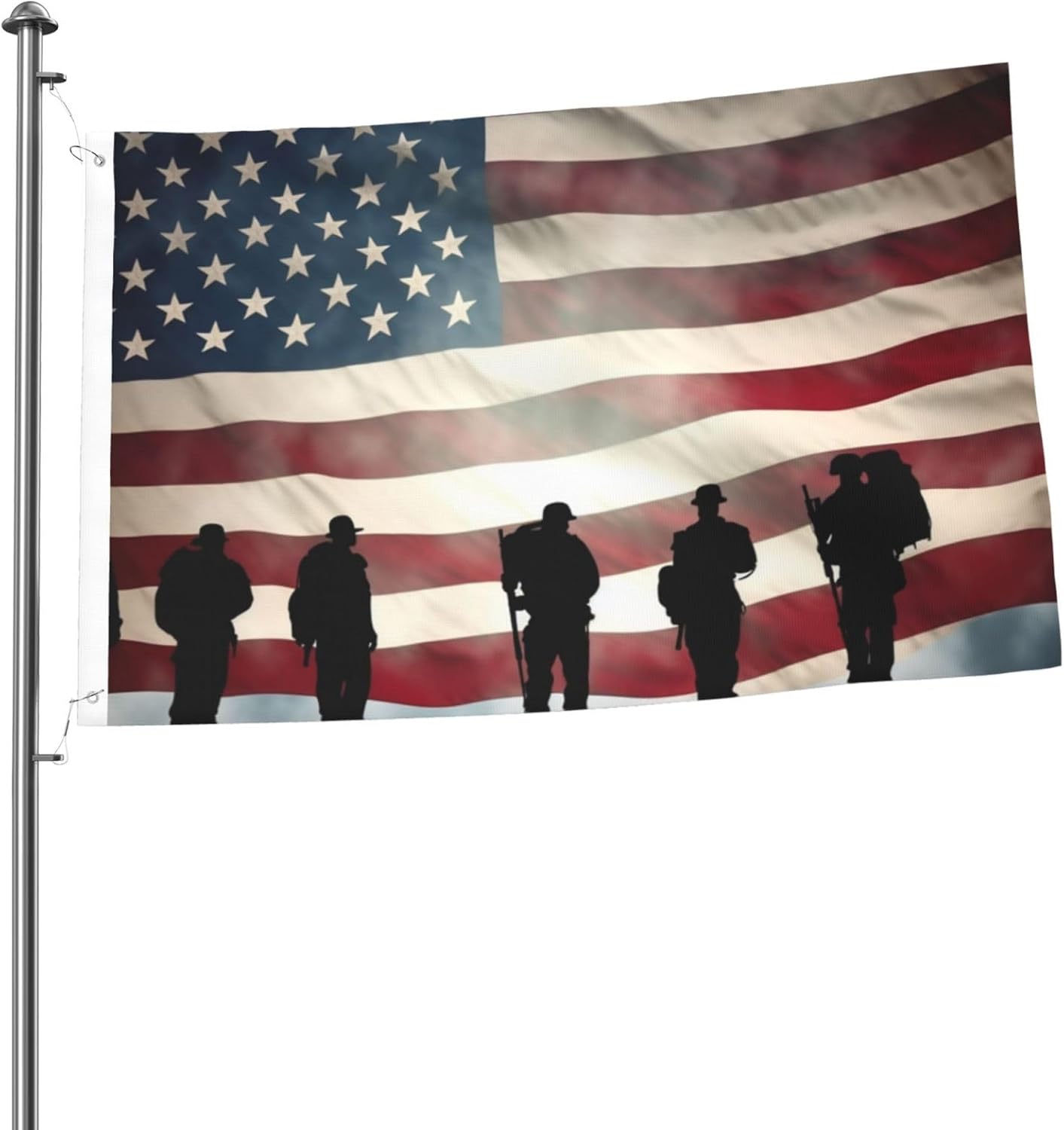 American Flag Veterans Day Garden Flags Holiday Banner with Brass ...