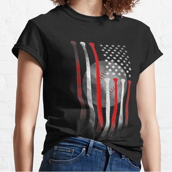 American Flag Vintage Baseball Flag T-shirt Dad Mom T-shirt Classic T ...