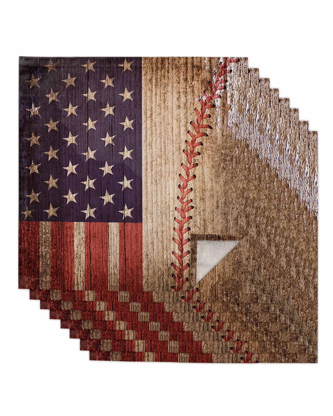 American Flag Vintage Cloth Napkins Set of 8 Reusable Dinner Napkins ...