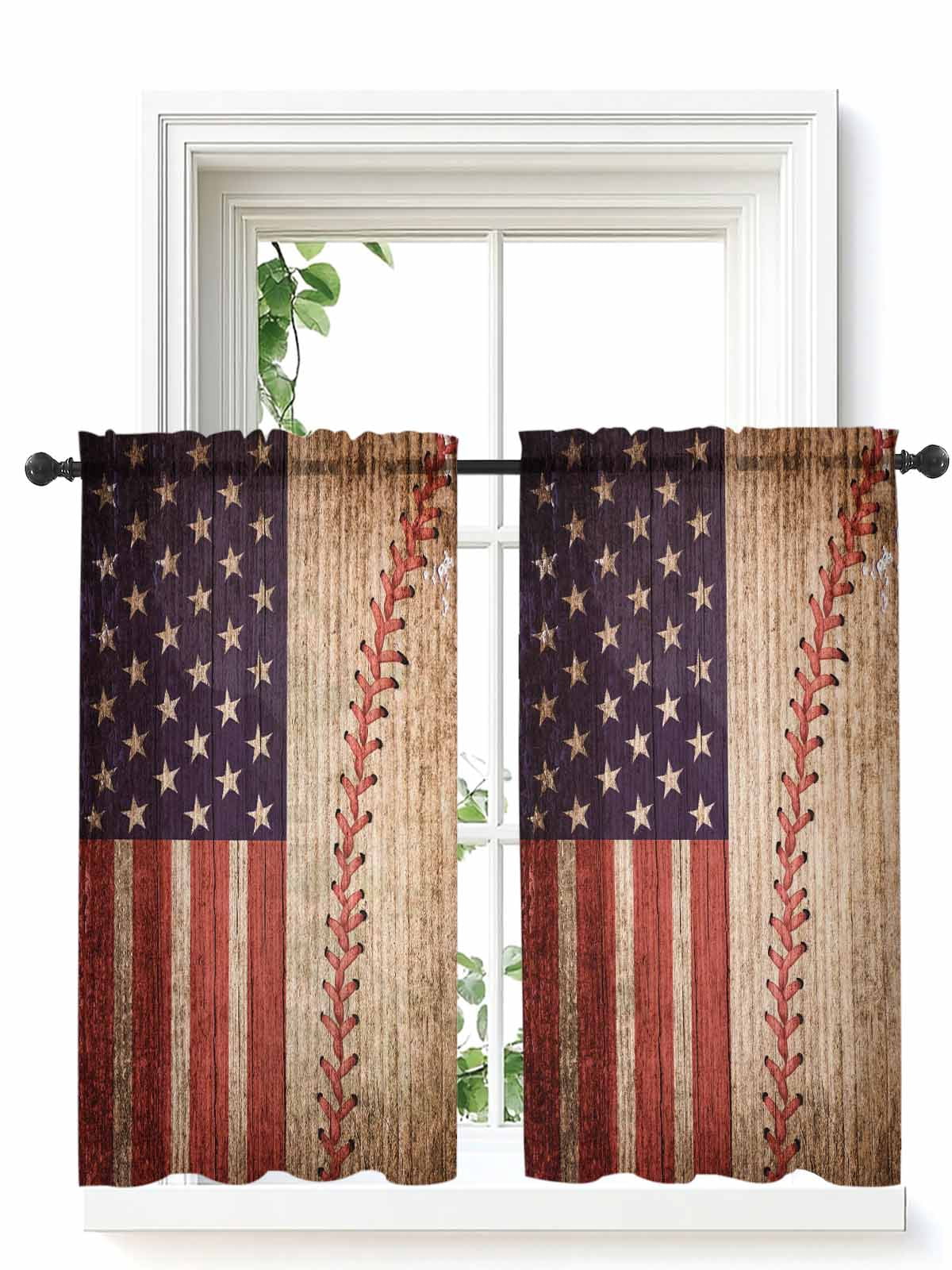 American Flag Vintage Curtains 54 Inch Length, Sheer Curtains for ...