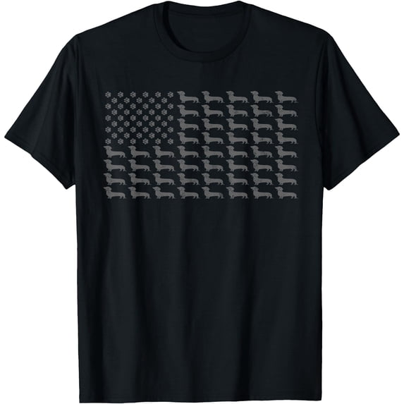 American Flag Vintage Patriotic Dachshund Dad Weiner Dog T-Shirt ...