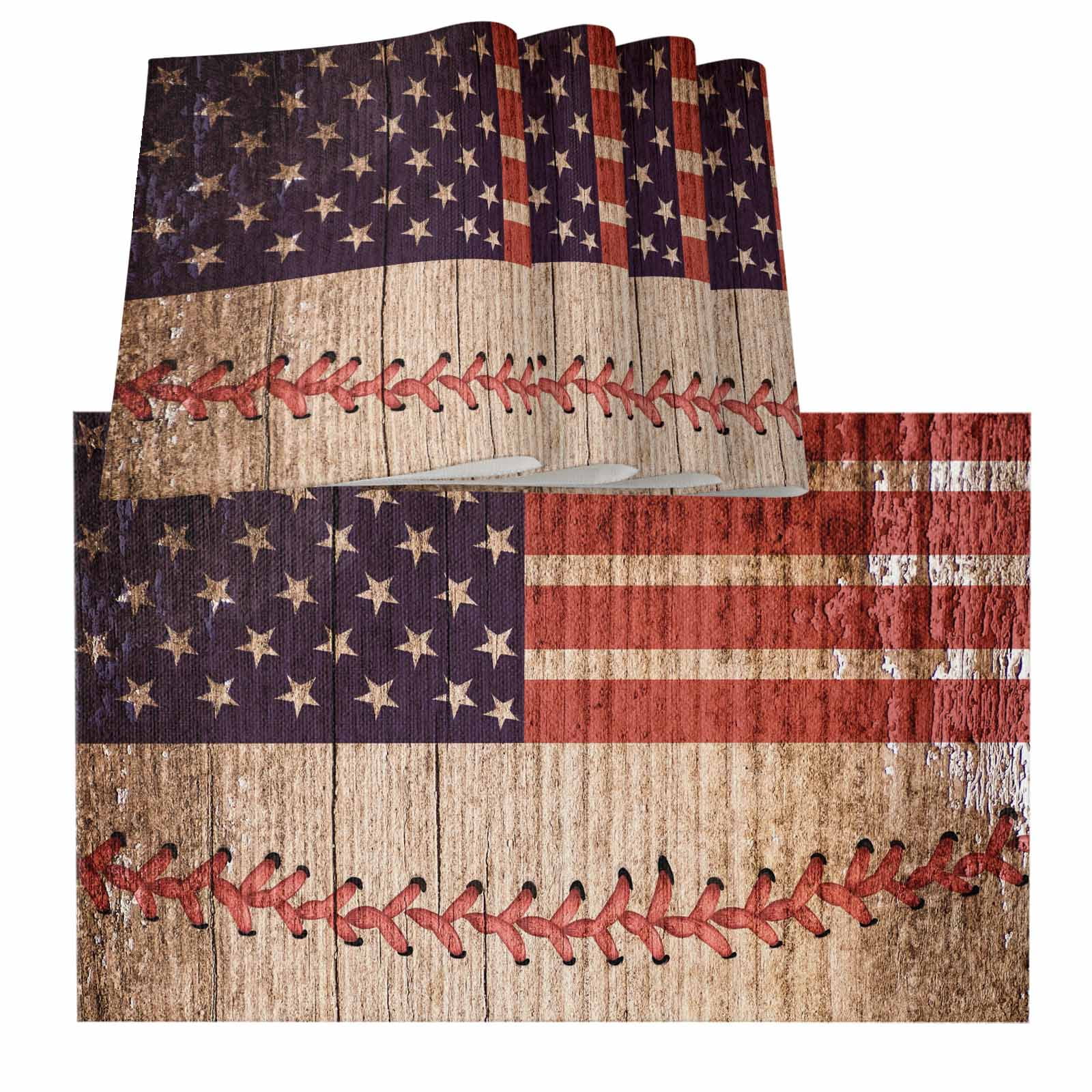 American Flag Vintage Placemats for Dinning Table Set of 6, Farmhouse ...