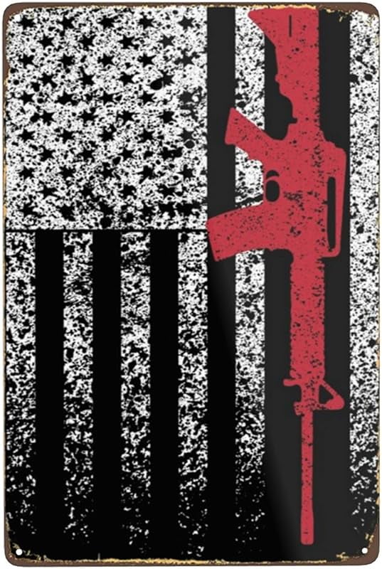 American Flag Vintage Flag Signs Assault Rifle Retro Metal Tin Signs ...