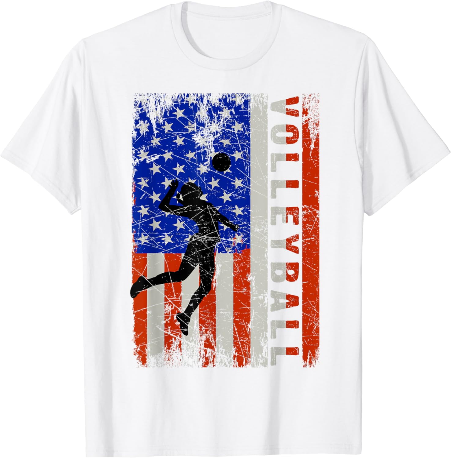 American Flag Volleyball Patriotic USA 4th of July Girl Teen T-Shirt ...