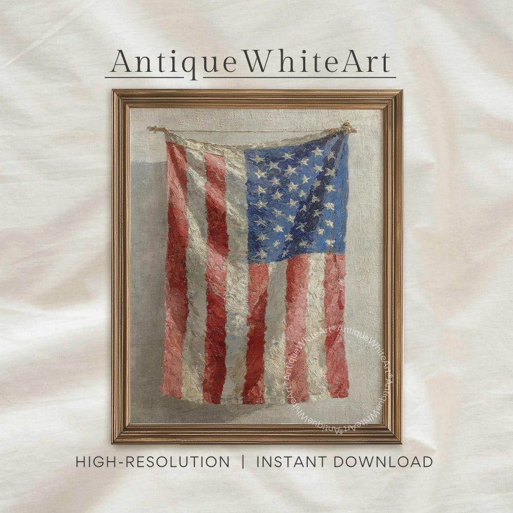 American Flag Wall Art 4Th Of July Print Muted Patriotic Americana Wall ...