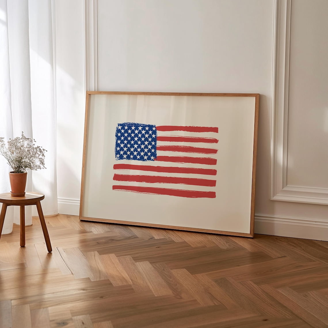American Flag Wall Art Cute Red White Blue Poster Trendy Whimsical ...
