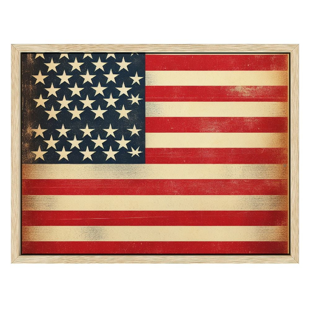 American Flag Wall Art Retro US Flag Canvas Pictures Vintage National ...