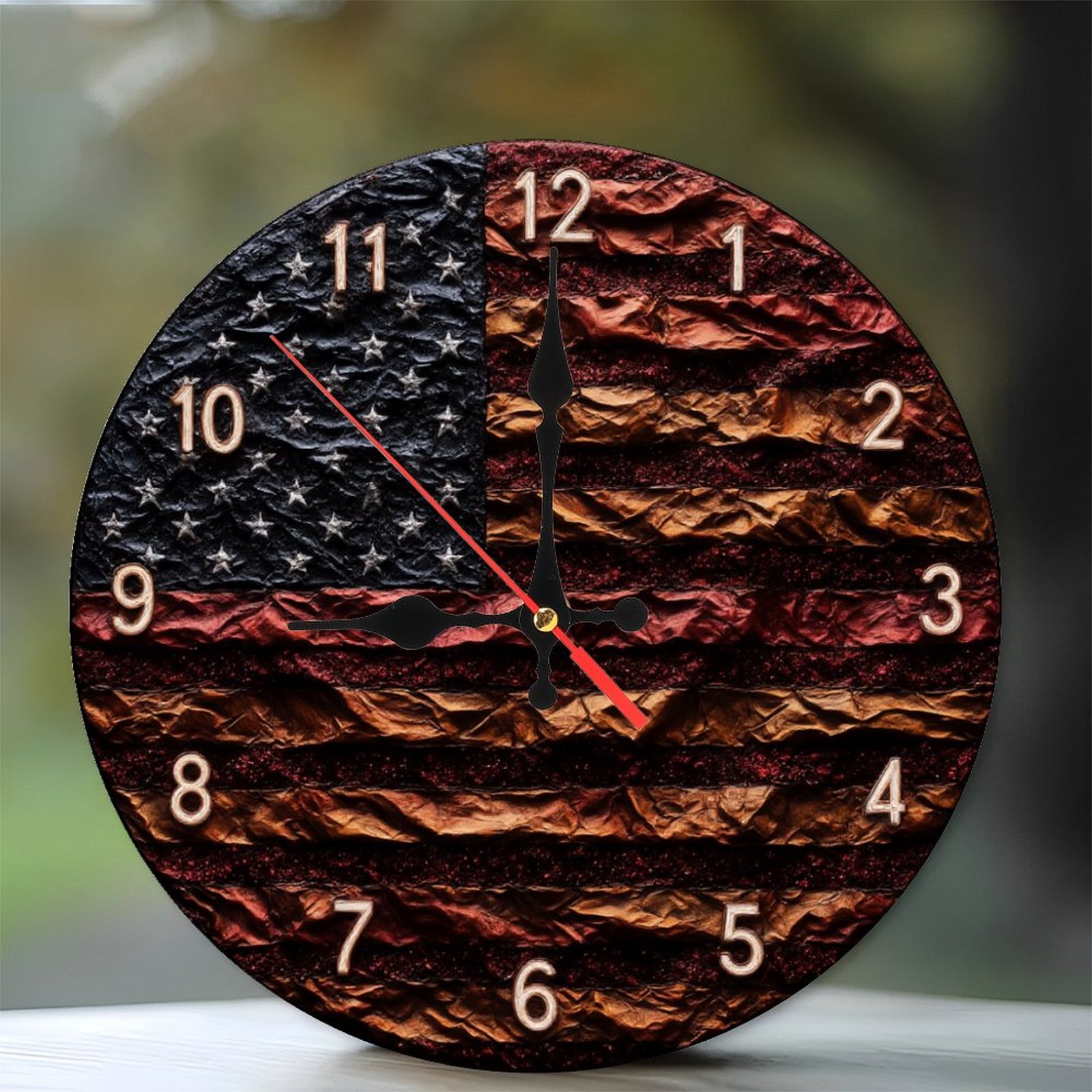 American Flag Wall Clock Vintage Design Home Decor 10-Inch Silent ...