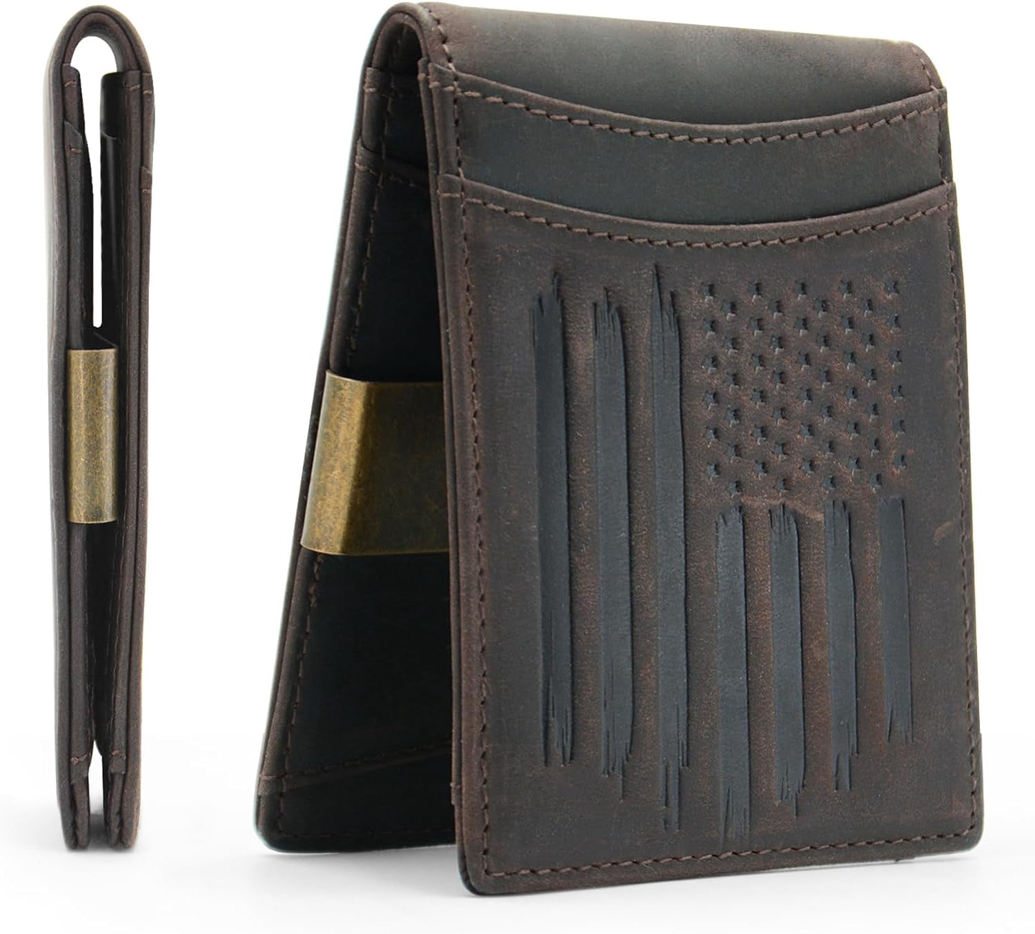 American Flag Wallet Cowboy Wallet: Crazy Horse Full Grain Leather ...