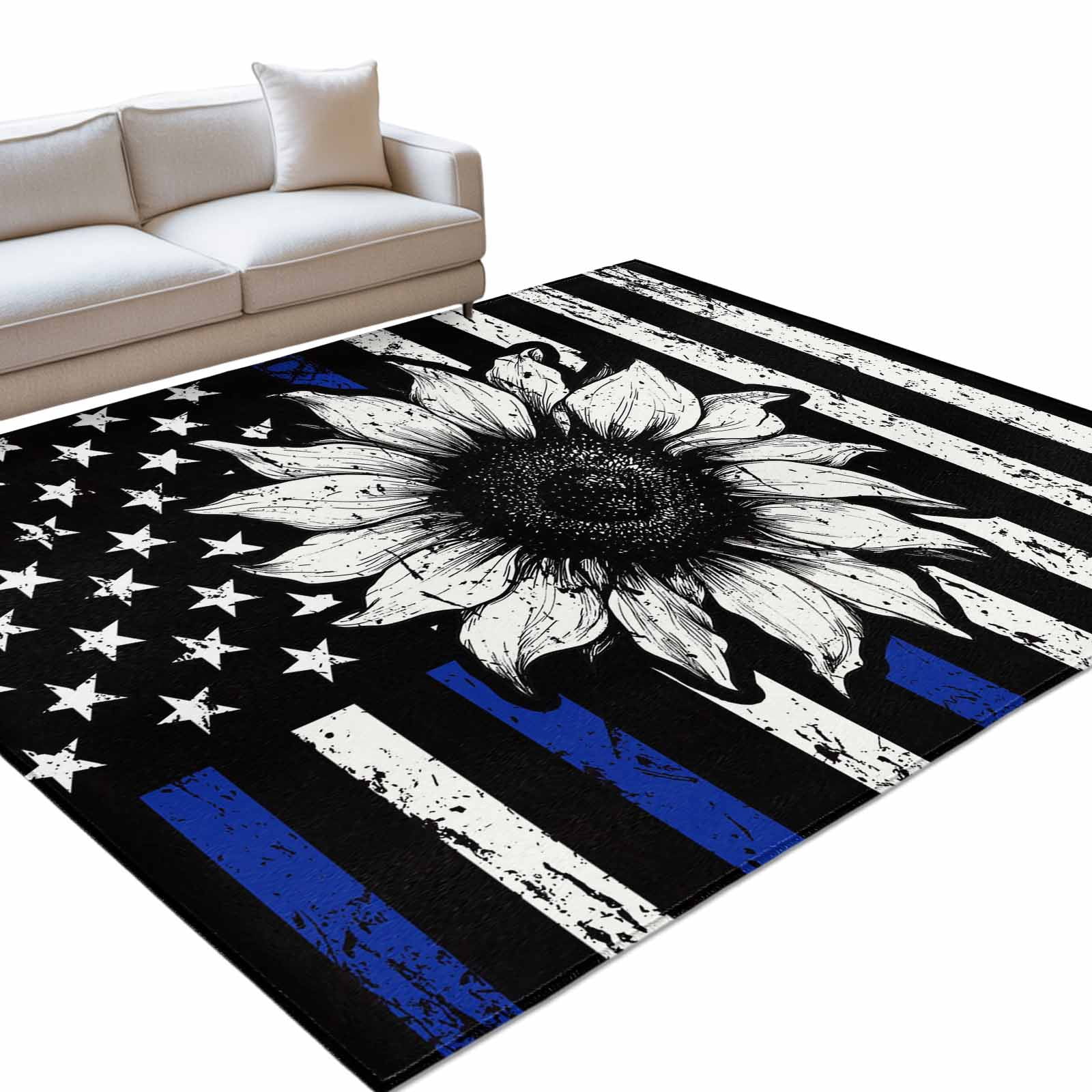 American Flag Washable Rug 5x8 Area Rug for Living Room Bedroom Non ...