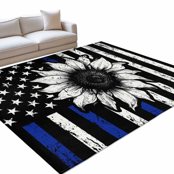 American Flag Washable Rug 5x8 Area Rug for Living Room Bedroom Non ...