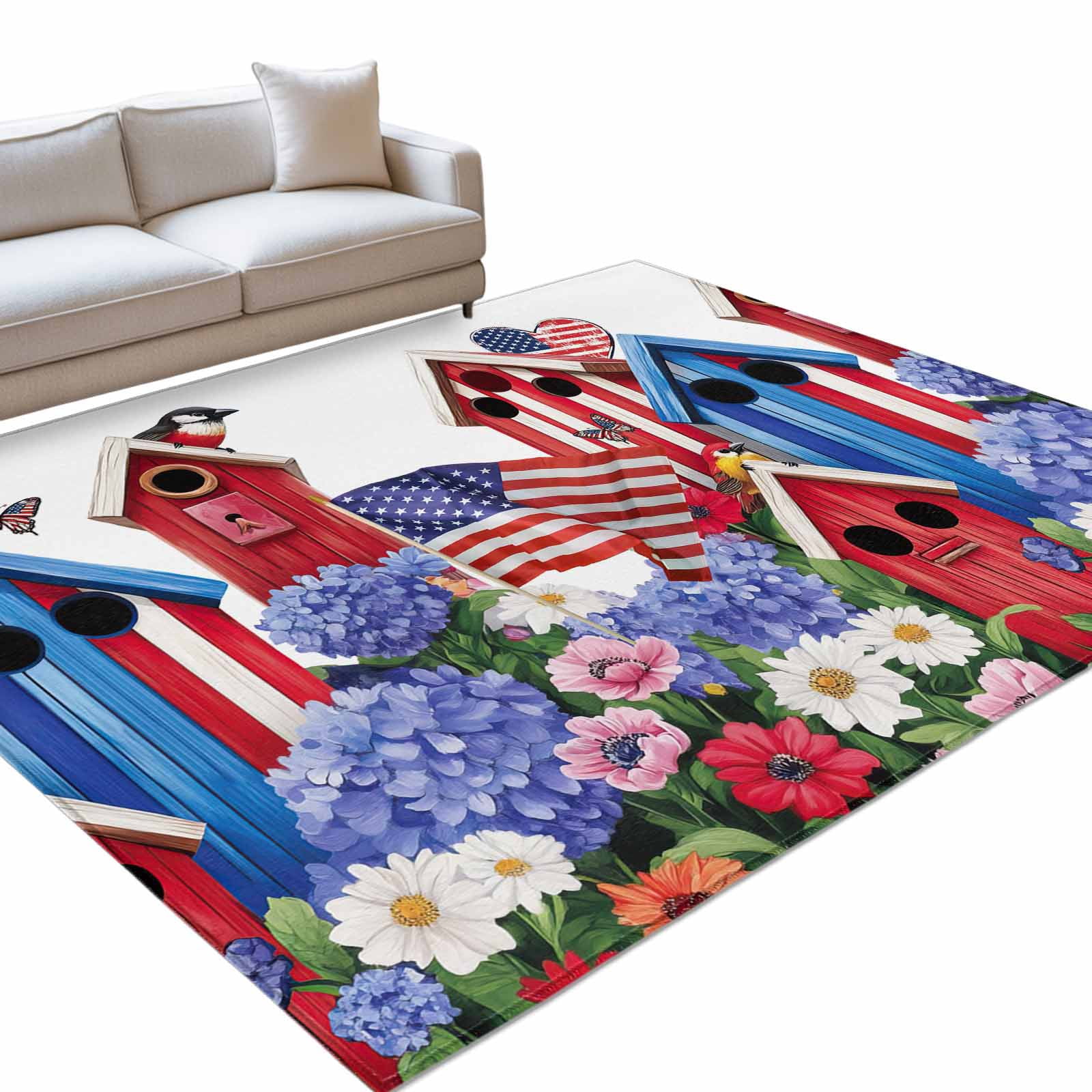 American Flag Washable Rug 9x12 Area Rug for Living Room Bedroom Non ...