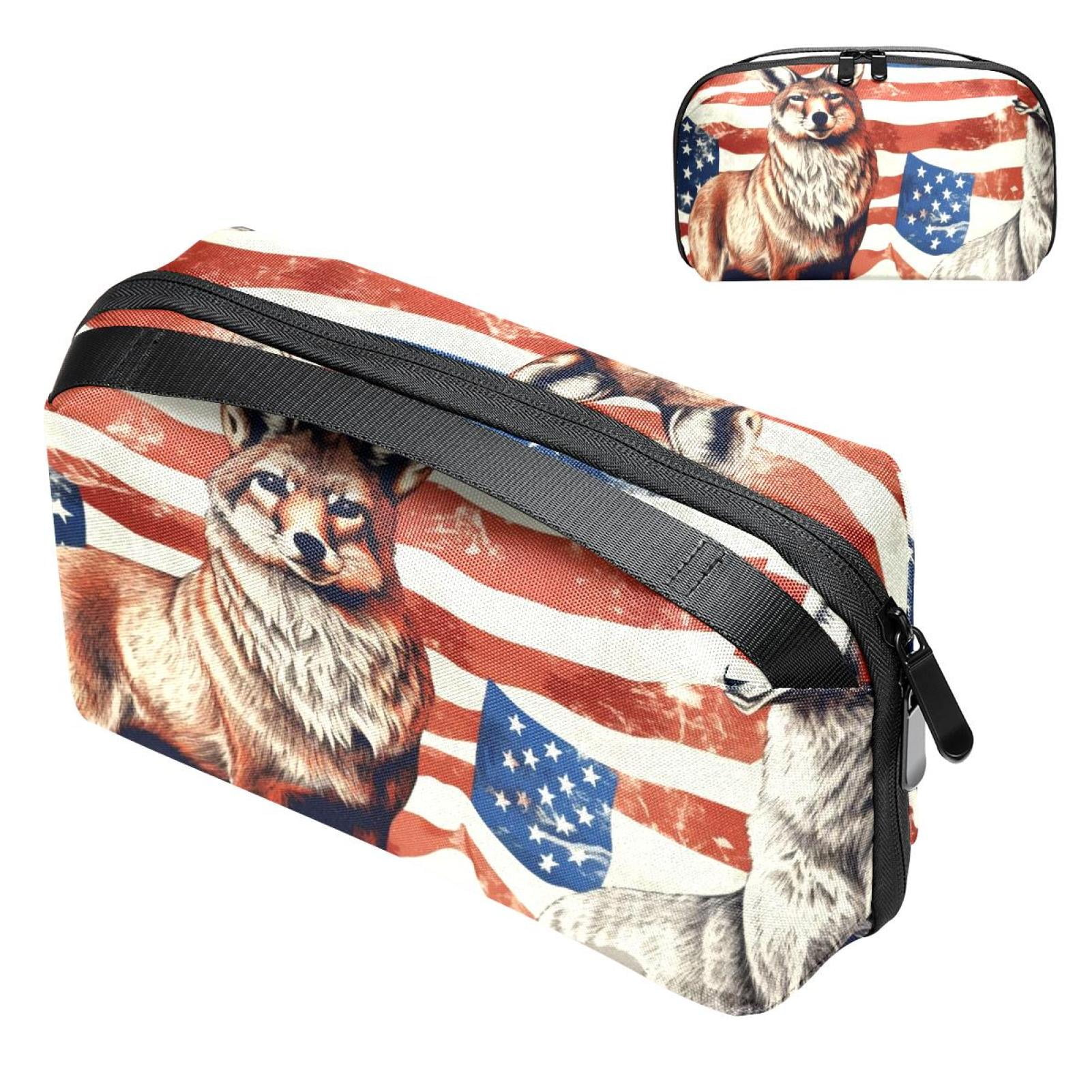 American Flag Waterproof Oxford Fabric Charger Organizer Storage Pouch ...